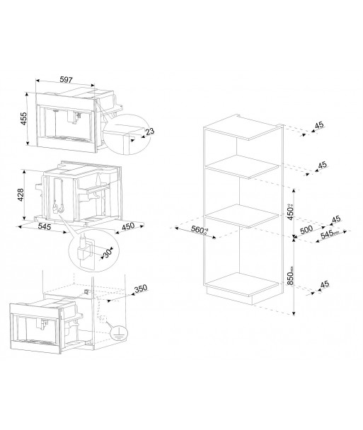 Masina de cafea SMEG CMS4303X incorporabila integral 45 cm latime