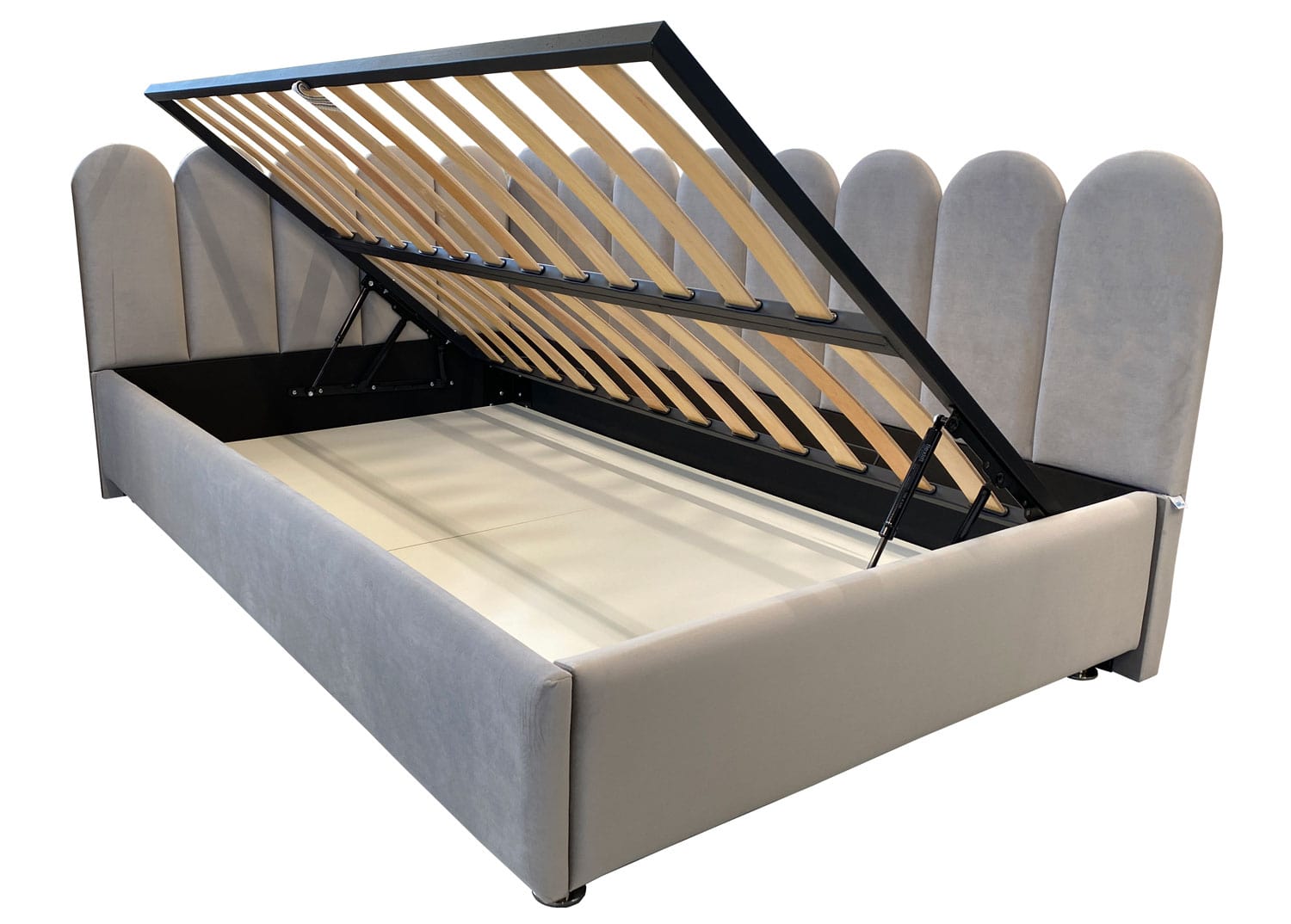 Pat tapitat CAPRI modern cu somiera rabatabila si box lada depozitare